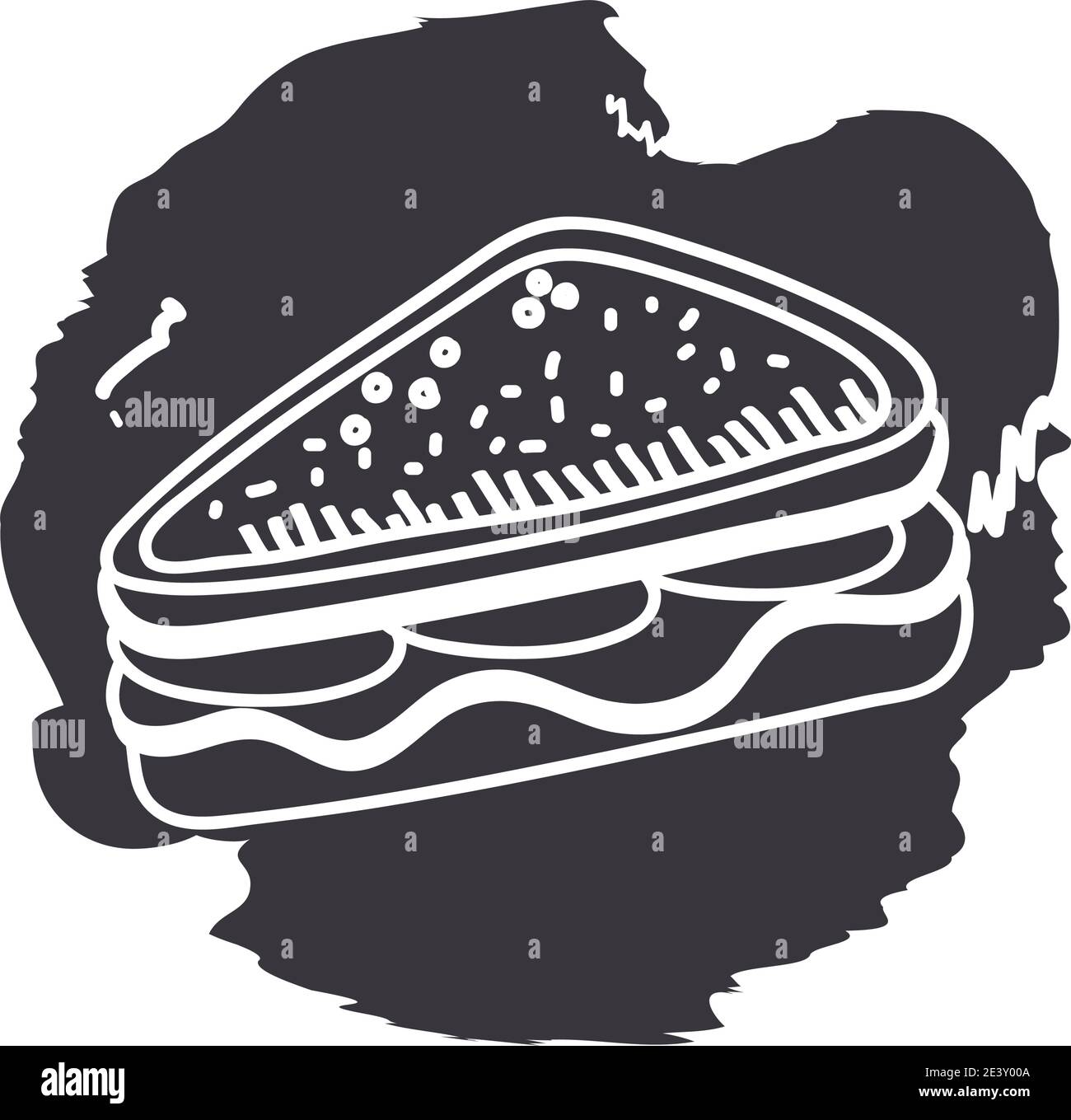 triangle sandwich hand draw and block style icon design of food eat ...