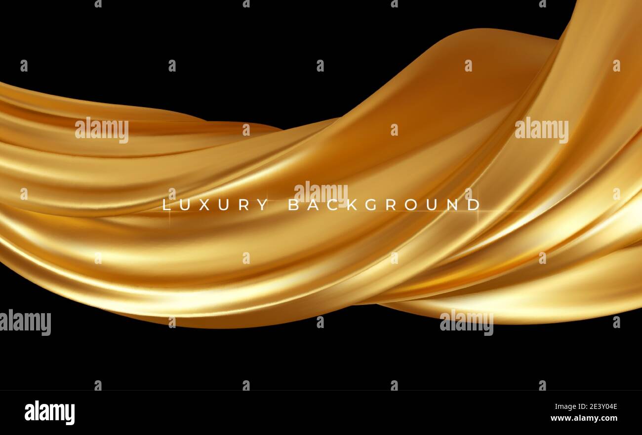 Gold metallic silk flowing wave luxury trendy background. Background ...