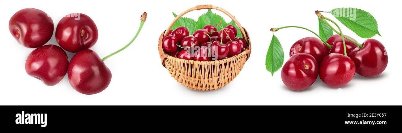 red sweet cherry isolated on white background with full depth of field ...