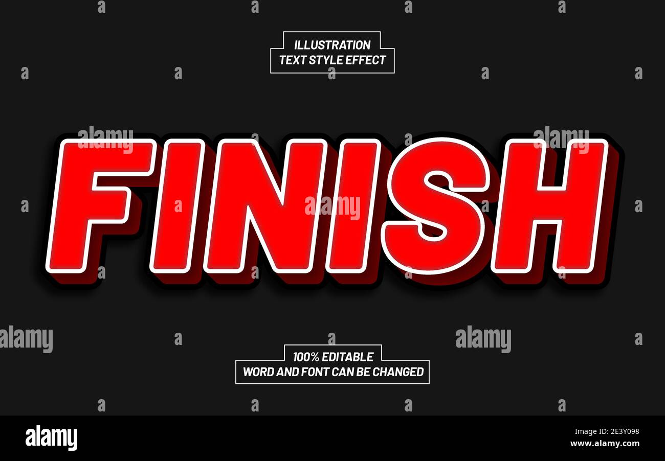 Finish Text Style Effect Stock Vector Image & Art - Alamy