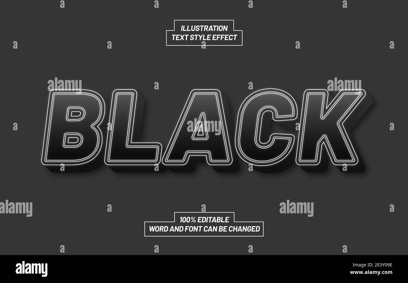 Black Light Text Style Effect Stock Vector Image & Art - Alamy