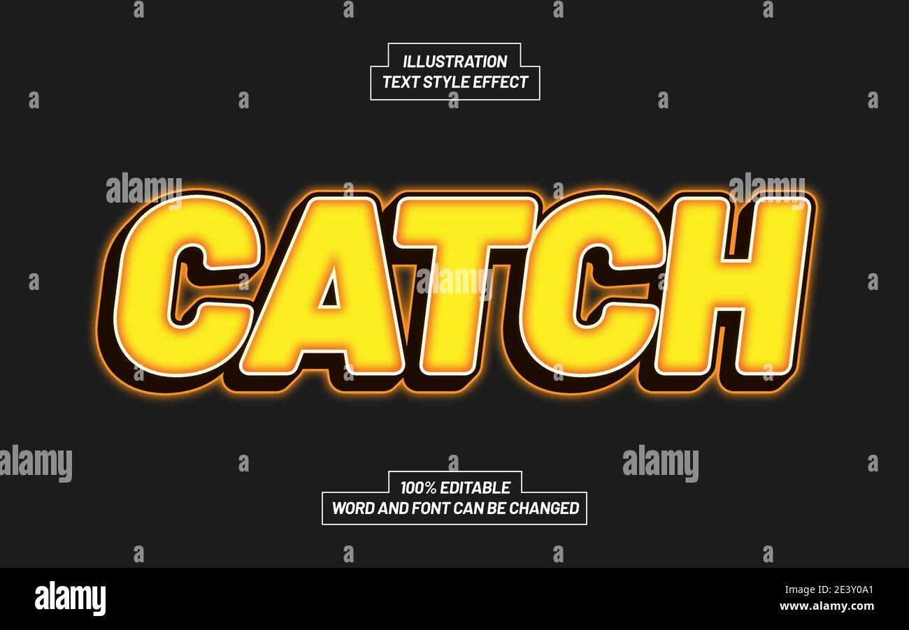 Catch Text Style Effect Stock Vector Image & Art - Alamy