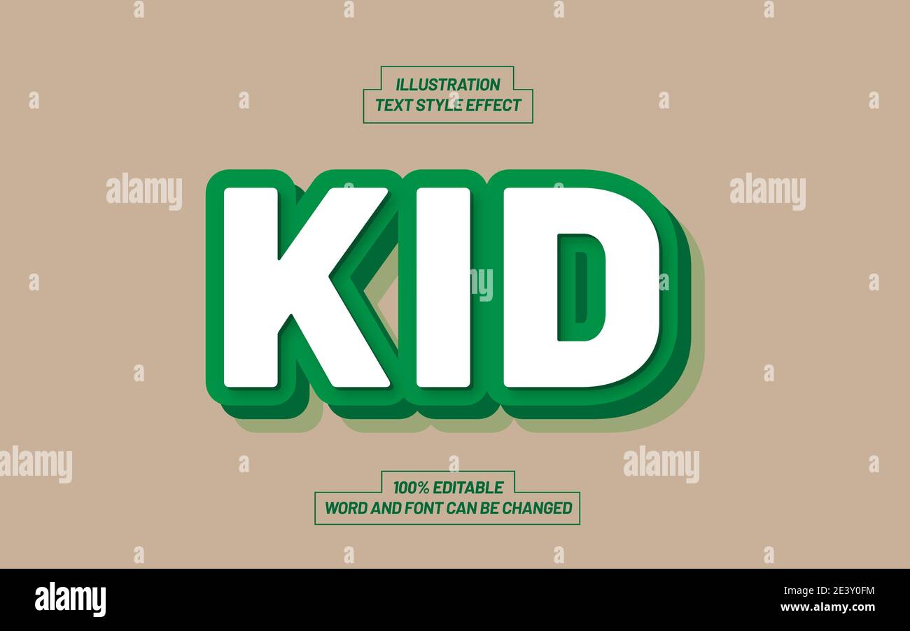 Kid Green Bold 3D Text Style Effect Mockup Stock Vector Image & Art - Alamy