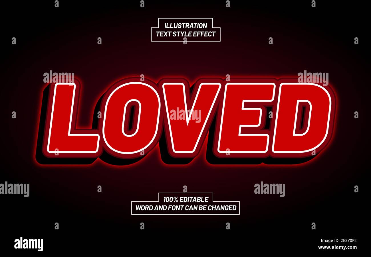 Loved Text Style Effect Stock Vector Image & Art - Alamy