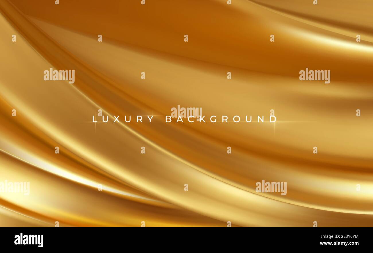 Gold metallic silk flowing wave luxury trendy background. Background ...
