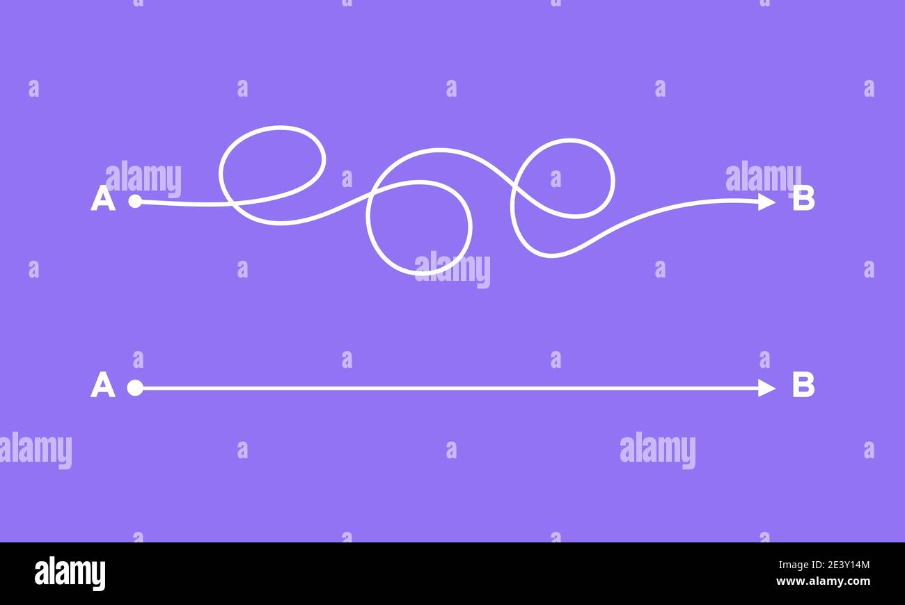 Complex and easy simple way from point A to B vector illustration ...