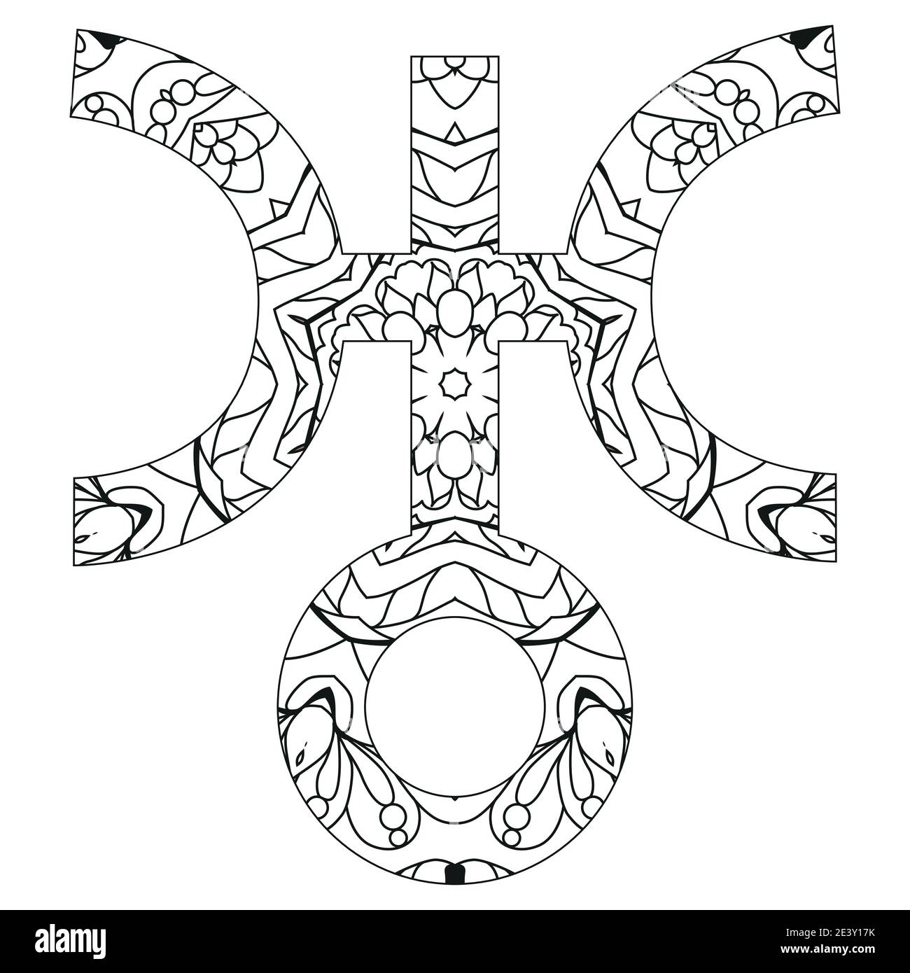 Vector handdrawn illustation of Uranus sign. Horoscope signs, magic ...