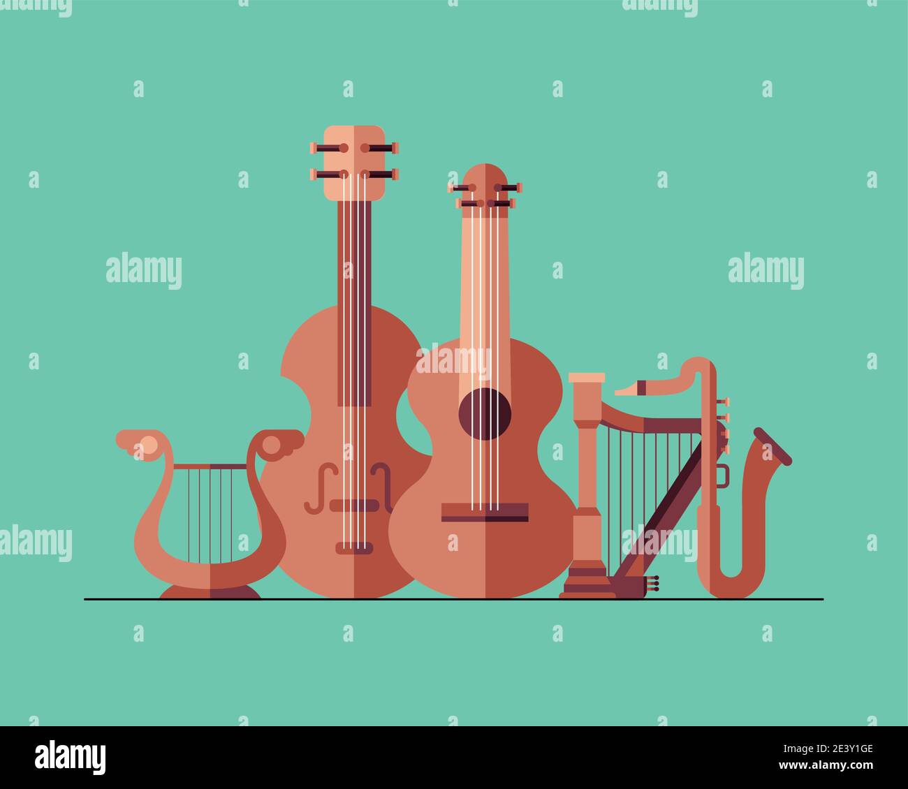 instruments symbol bundle design, Music sound melody and song theme ...