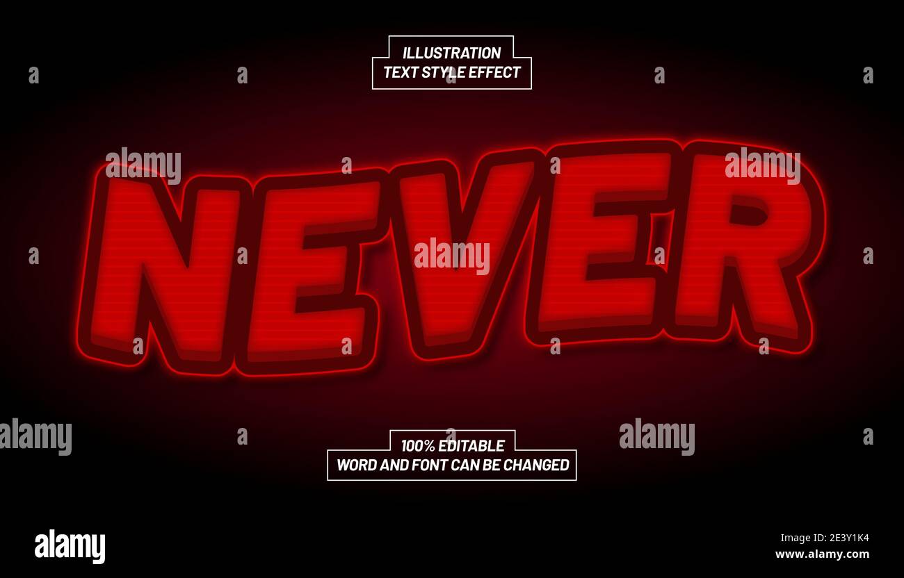 Never Red Light Text Style Effect Stock Vector Image & Art - Alamy