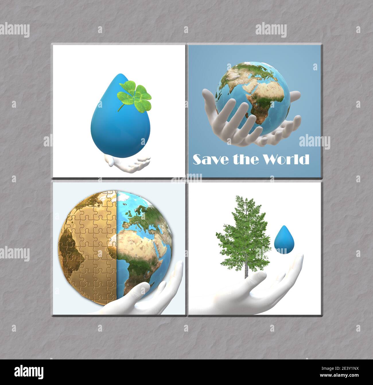 Save the world, planet icons. Globe planet drop od water in human hands ...