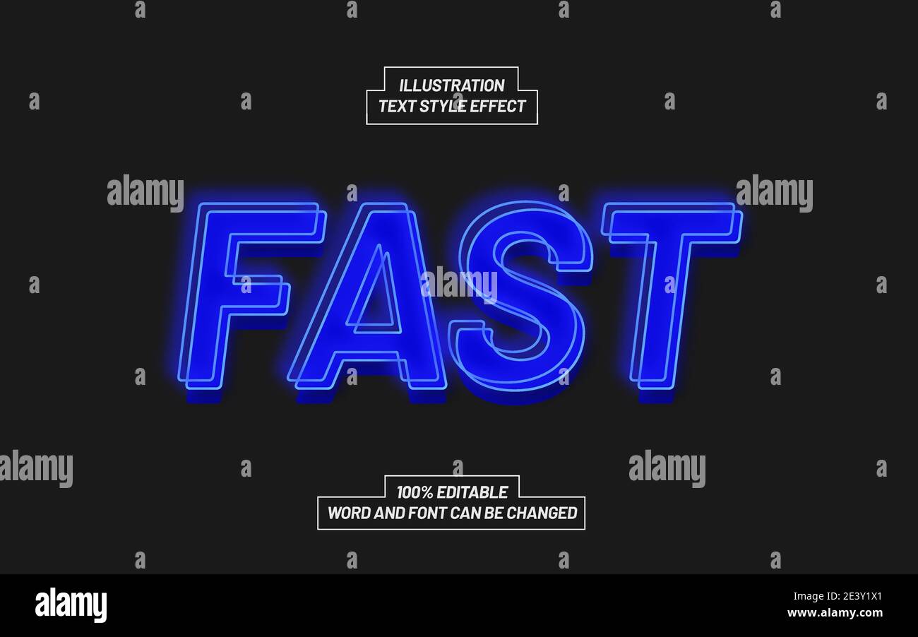Blue Fast Light Text Style Effect Mockup Stock Vector Image & Art - Alamy