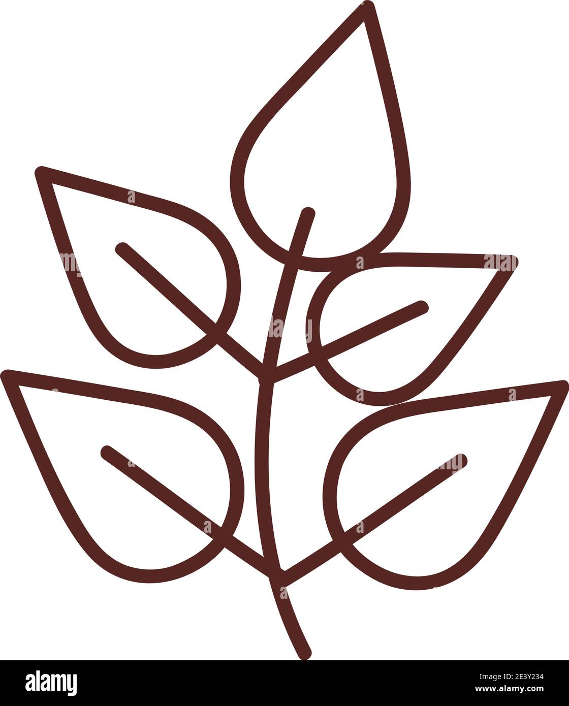 leaf with five leaves line style icon design of Plant natural floral ...