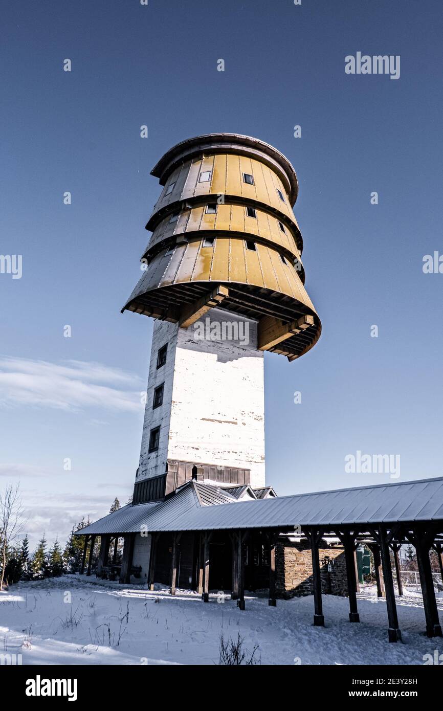 The lookout tower on Polednik was created from the former tower of a ...
