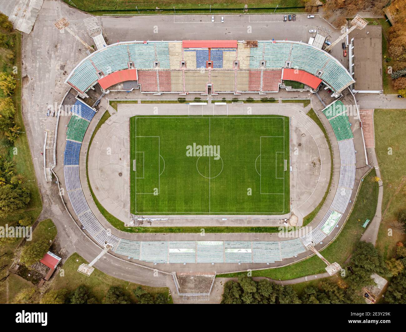 Old football and athletic stadium, top view Stock Photo - Alamy