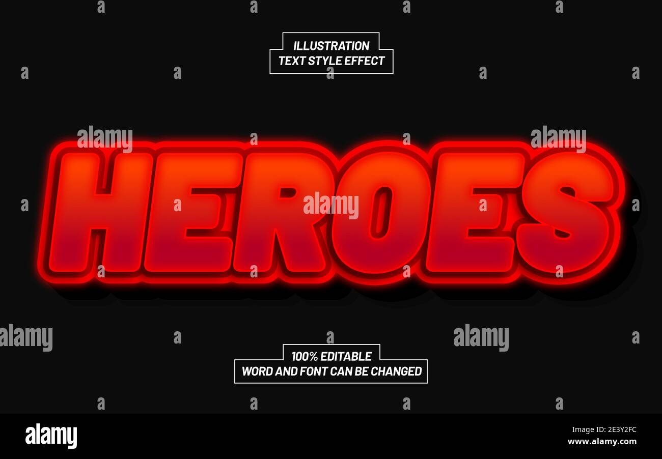 Heroes 3D Bold Text Style Effect Stock Vector Image & Art - Alamy