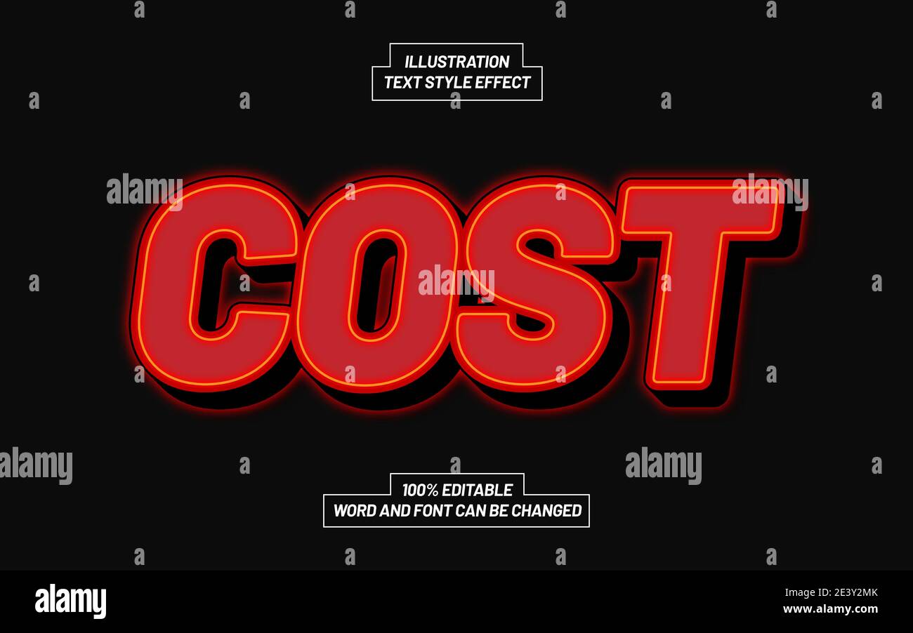 Cost Text Style Effect Stock Vector Image & Art - Alamy