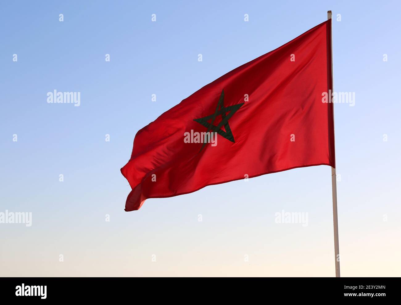 National Flag of Morocco flying in the air in Agadir,Morocco Stock ...