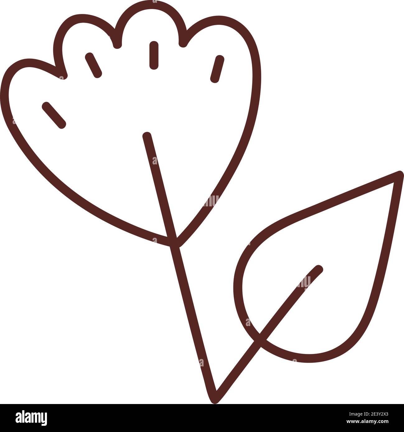 leaf with two leaves line style symbol design of Plant natural floral ...