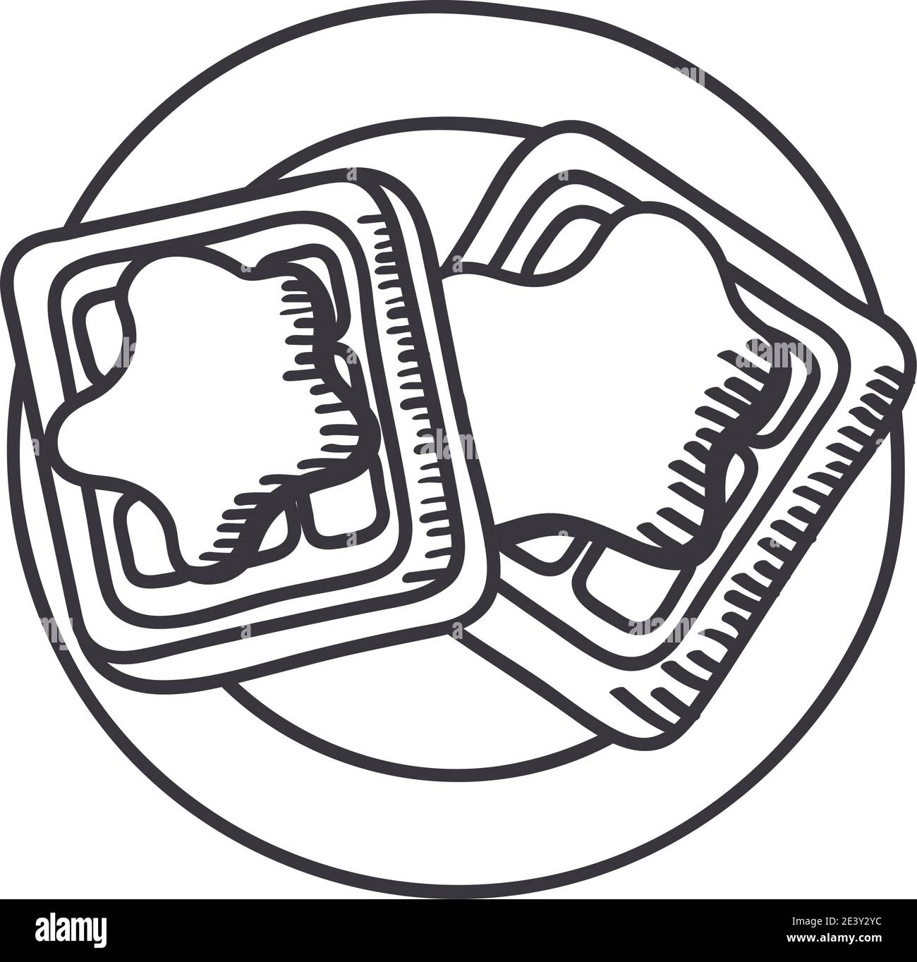 Breakfast waffles plate hand draw and line style icon design, food meal ...