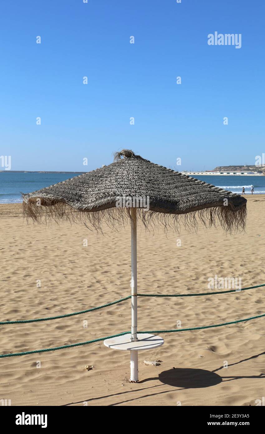 Beach View with Parasol in Agadir,Morocco Stock Photo - Alamy
