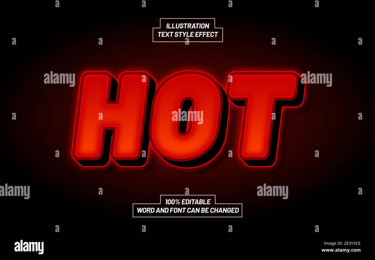 Hot 3D Bold Text Style Effect Stock Vector Image & Art - Alamy