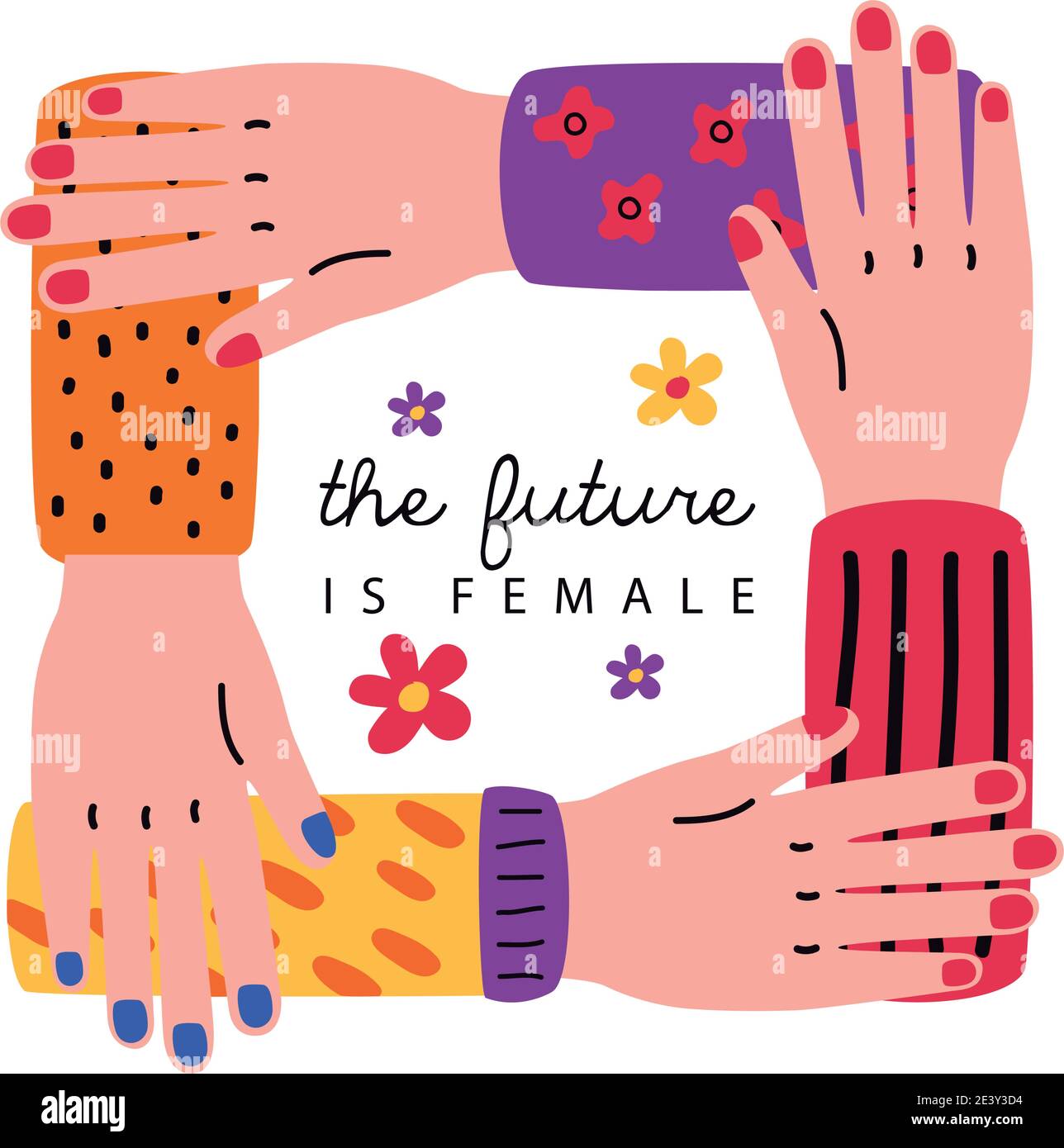 Girl power hands support design of Woman empowerment female feminism ...