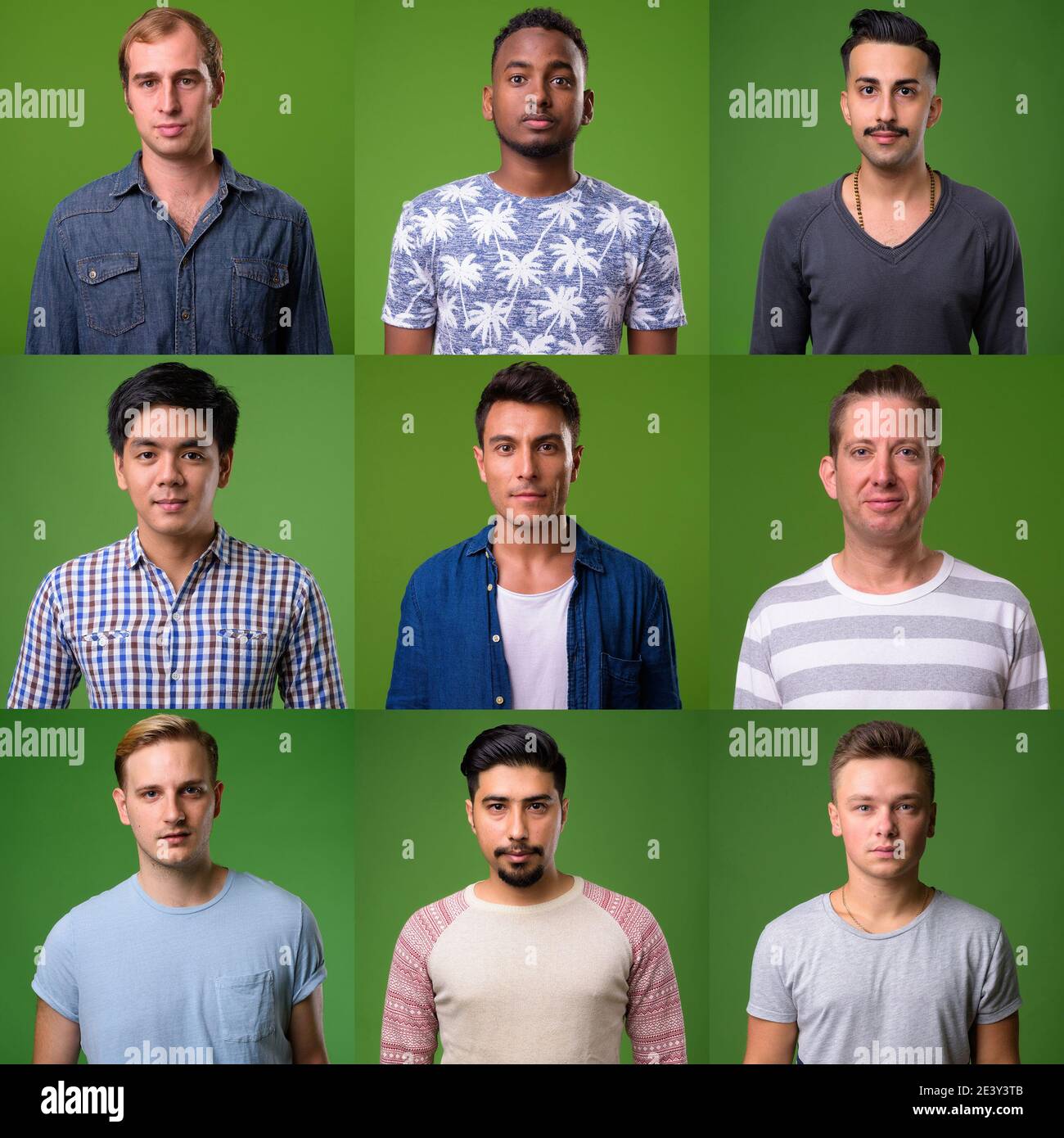 Collage of men looking at camera shot in studio Stock Photo - Alamy