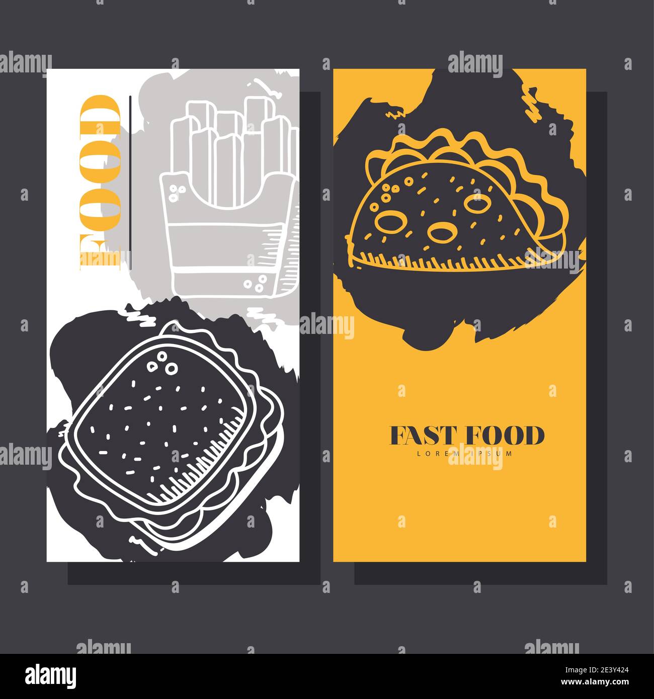 Healthy food hand draw and block style icon set design of eat ...