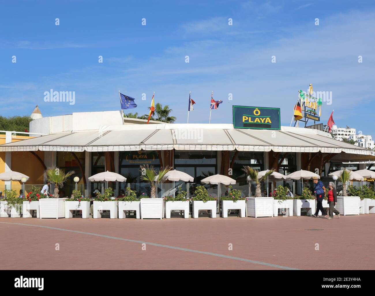 Tourists enjoying their lunch at Playa Restaurant in Agadir,Morocco ...
