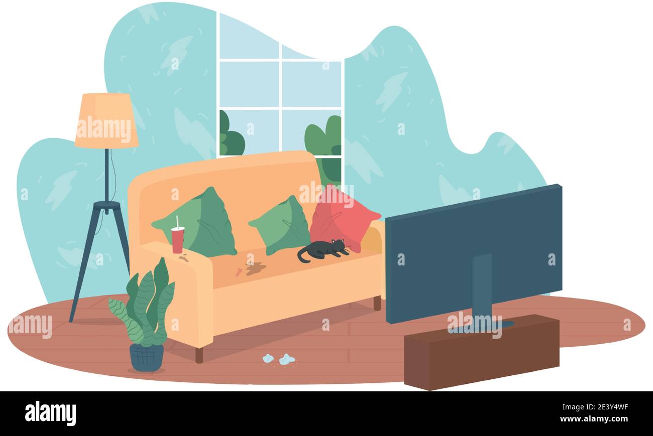 Messy living room 2D vector web banner, poster Stock Vector Image & Art ...