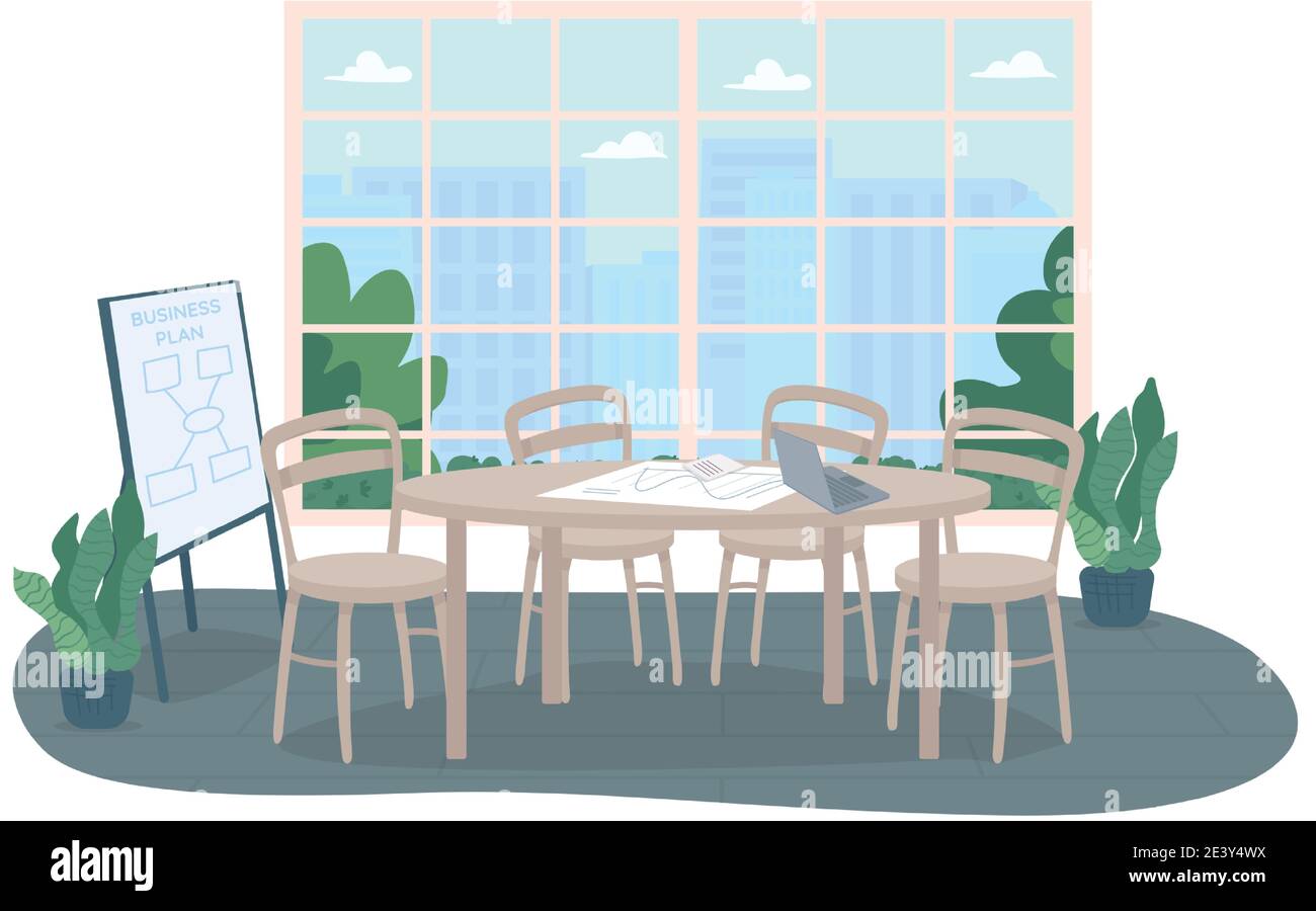 Conference office room 2D vector web banner, poster Stock Vector Image ...