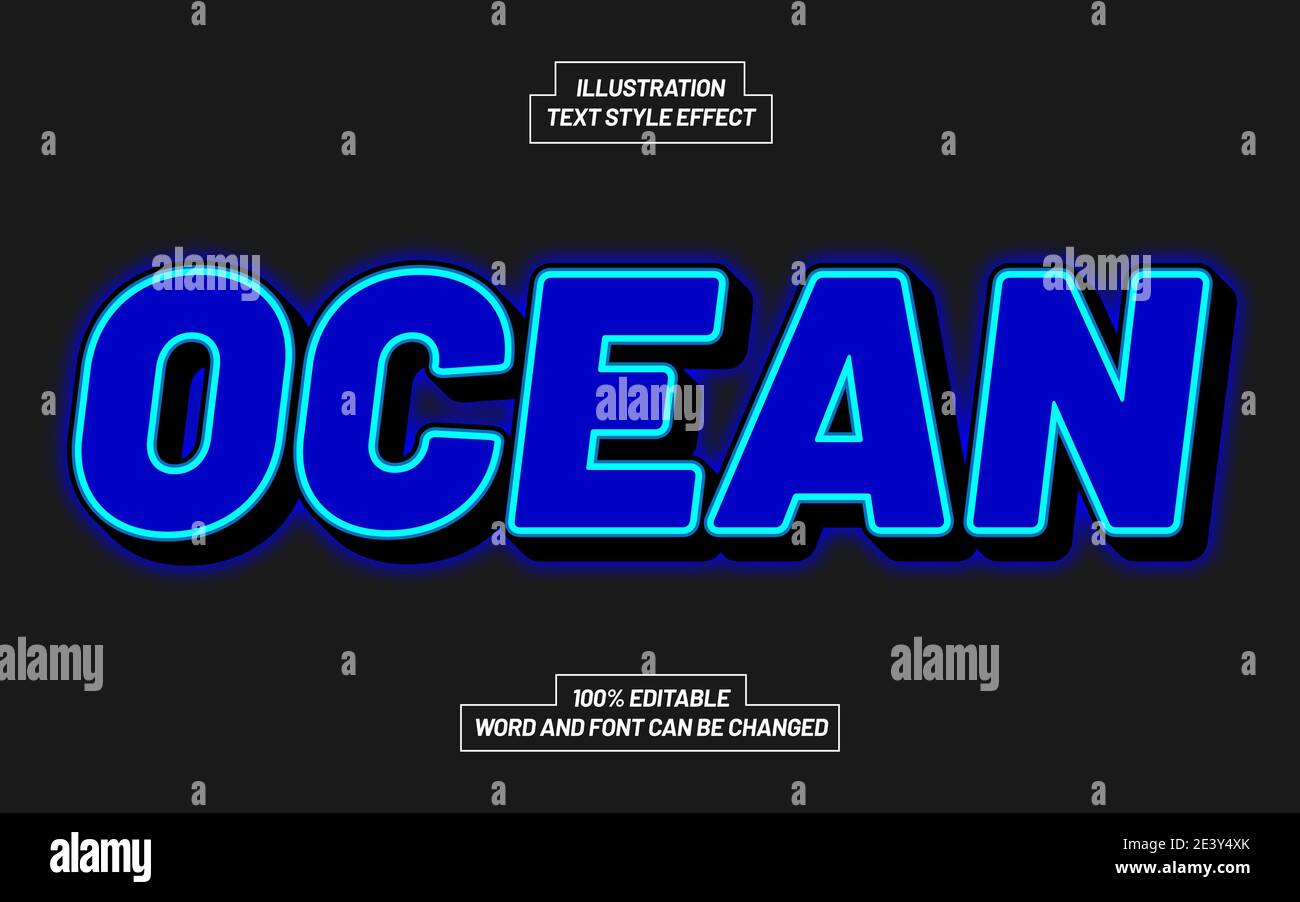 Ocean Text Style Effect Stock Vector Image & Art - Alamy