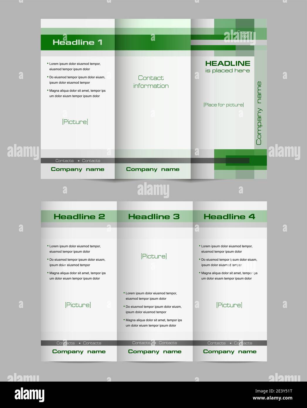 Tri-fold brochure layout, vector template of both sides. Geometric ...