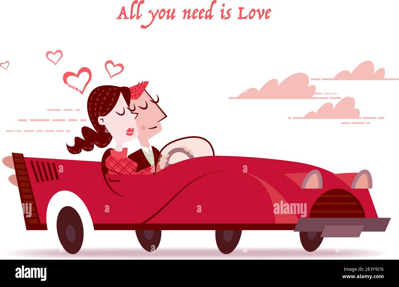 Couple driving car convertible Stock Vector Images - Alamy
