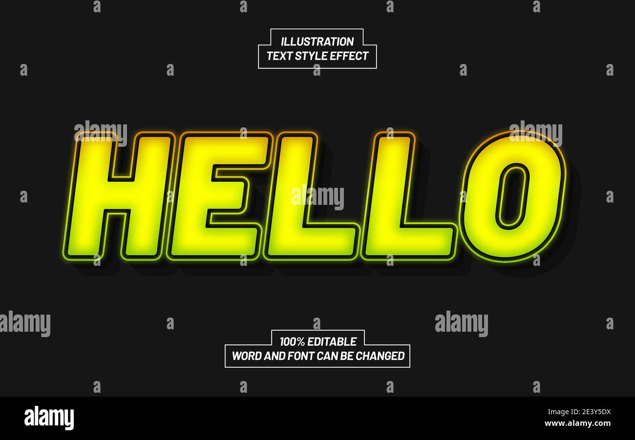 Modern Hello Line Text Style Effect Stock Vector Image & Art - Alamy