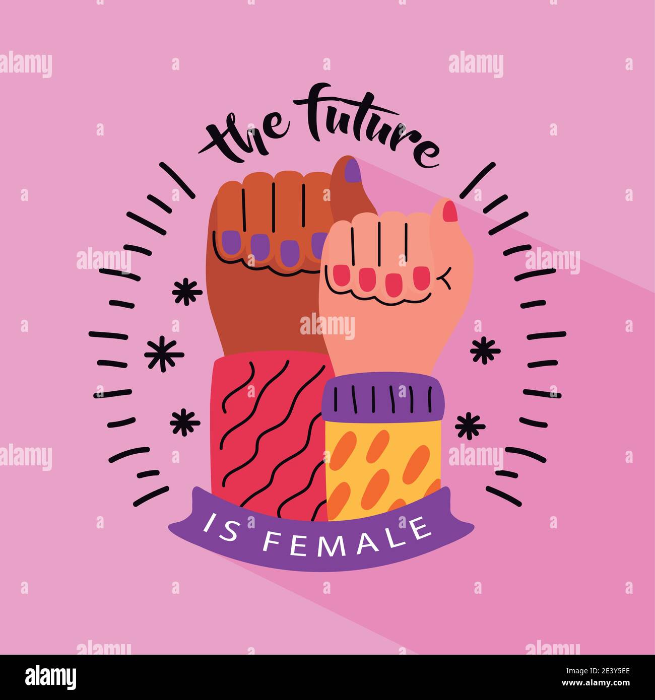 Girl power hands fists up design of Woman empowerment female feminism ...