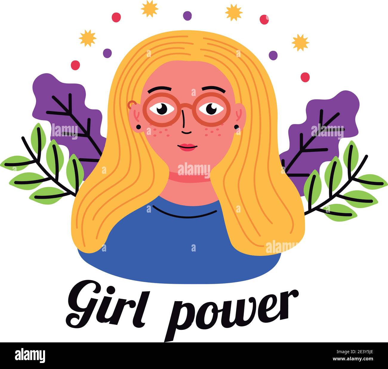Girl power blond woman cartoon design of Empowerment female feminism ...