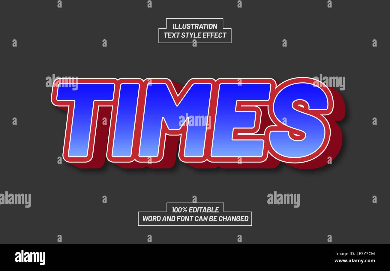 Times Red and Blue Text Style Effect Stock Vector Image & Art - Alamy
