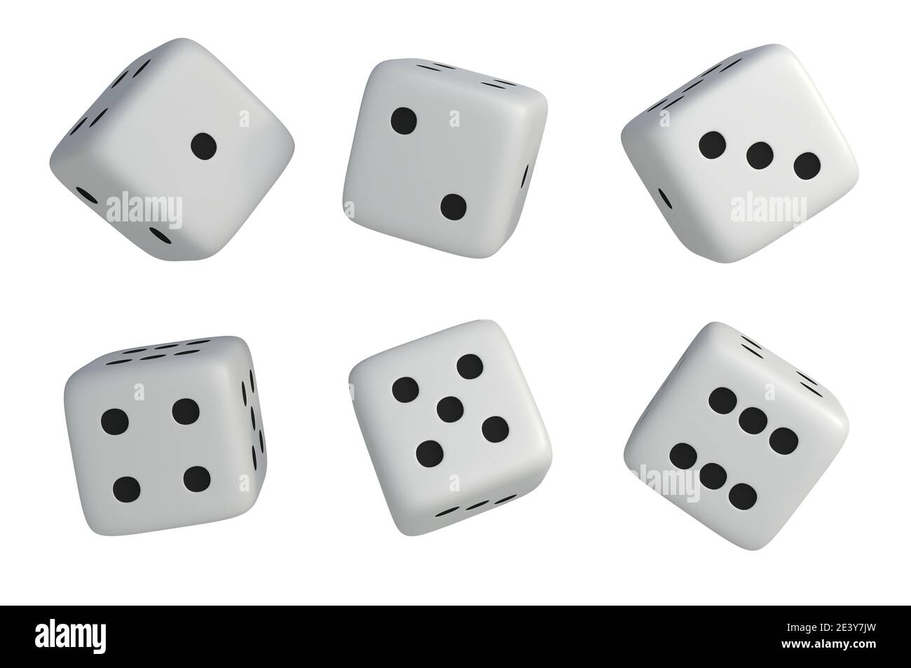 Set of white dice with black dots isolated on white background. 3D ...