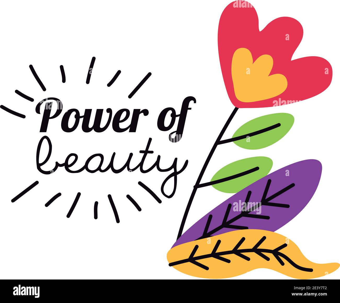 Girl power of beauty flower with leaves design of Woman empowerment ...