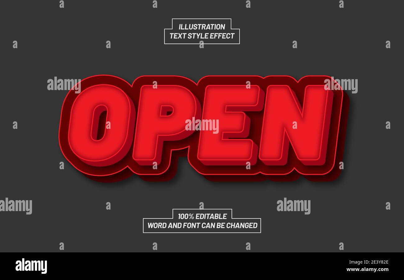 Open Red Text Style Effect Stock Vector Image & Art - Alamy