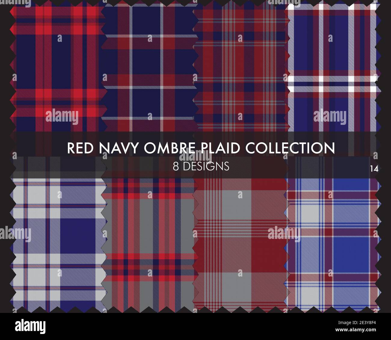 Ombre Plaid textured seamless pattern collection includes 8 design ...