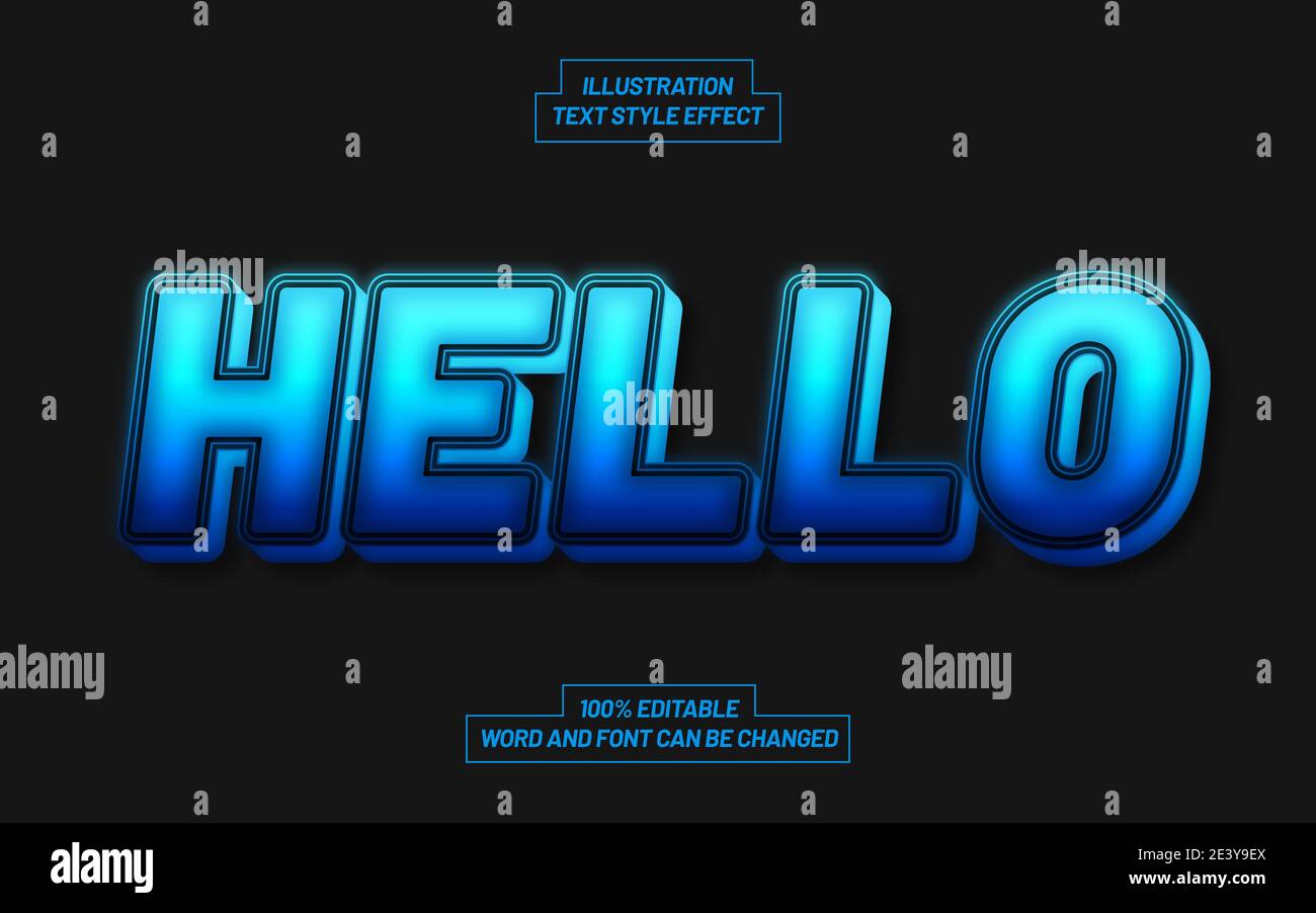 Modern Hello Blue Text Style Effect Stock Vector Image & Art - Alamy