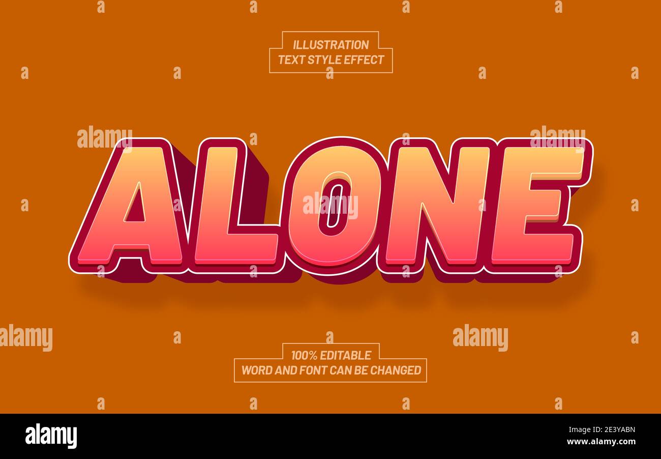 Alone Text Style Effect Stock Vector Image & Art - Alamy