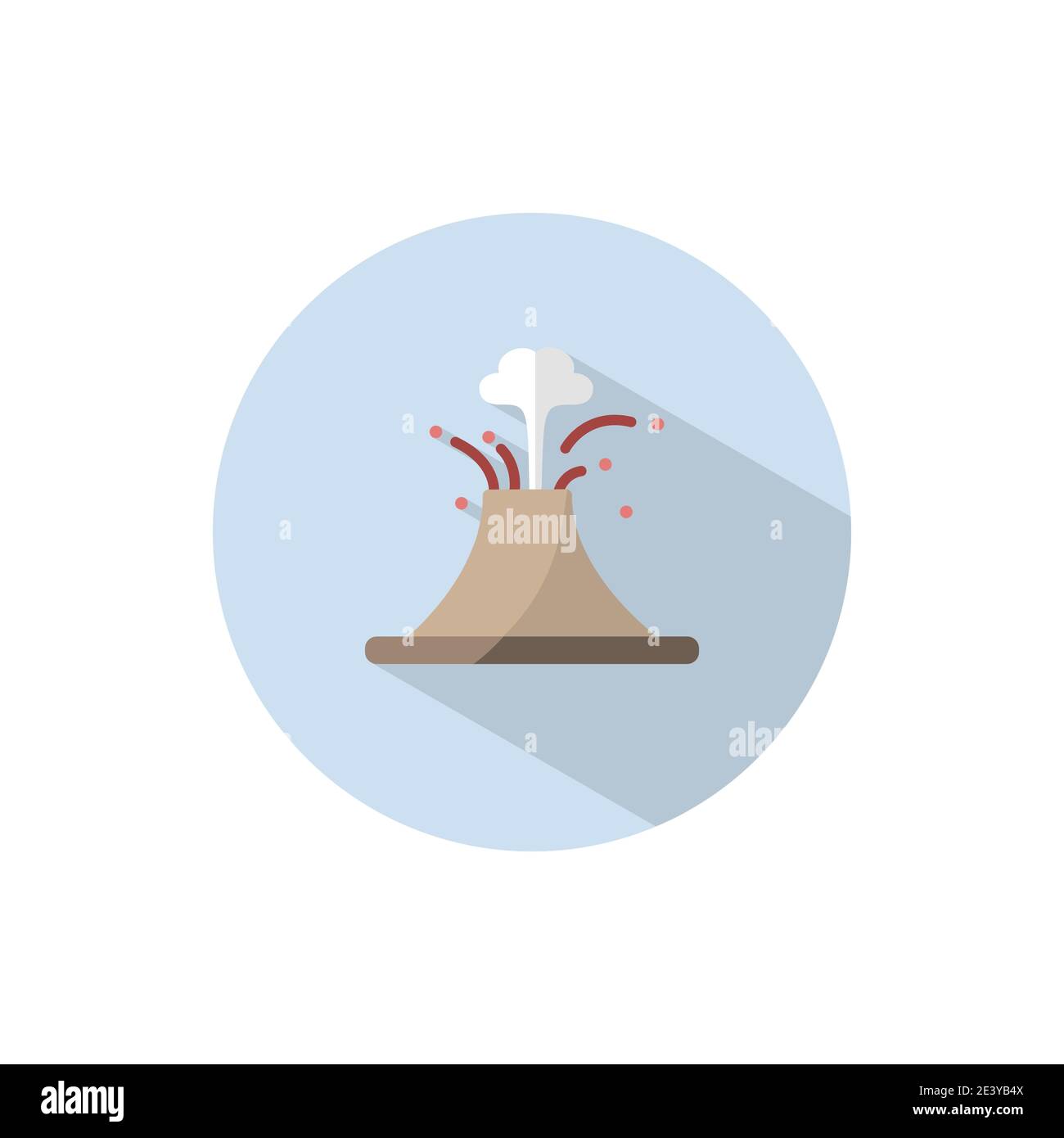 Volcano. Flat color icon on a circle. Weather vector illustration Stock ...