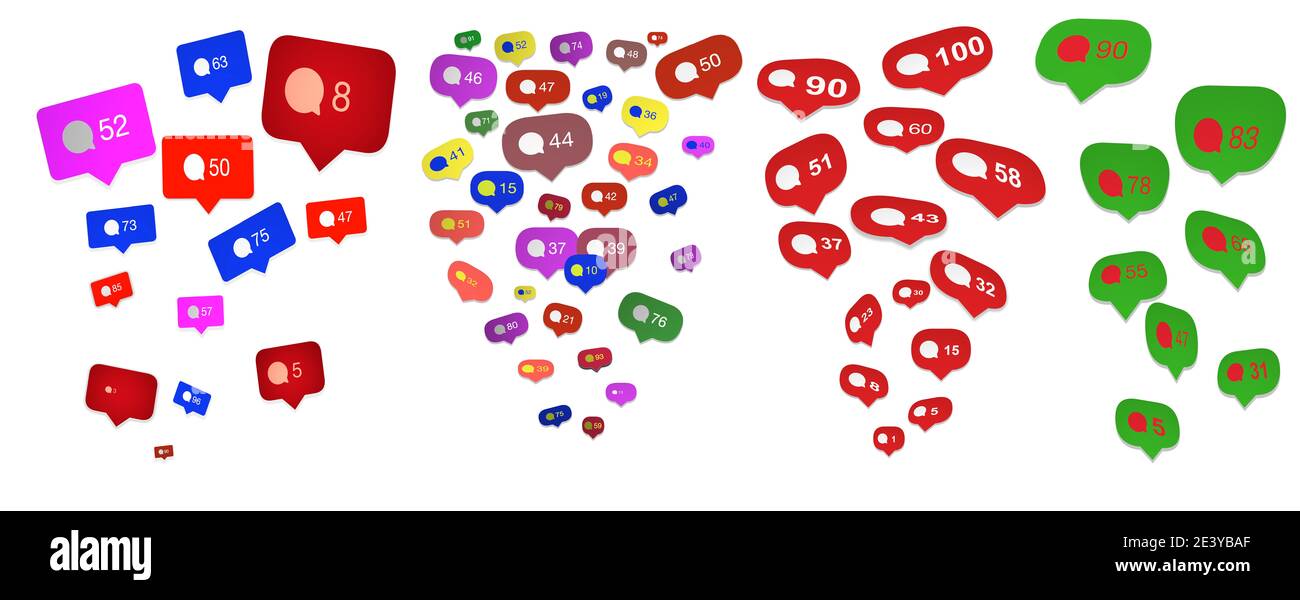 Set of Multicolored Social media comments counters isolated on white ...