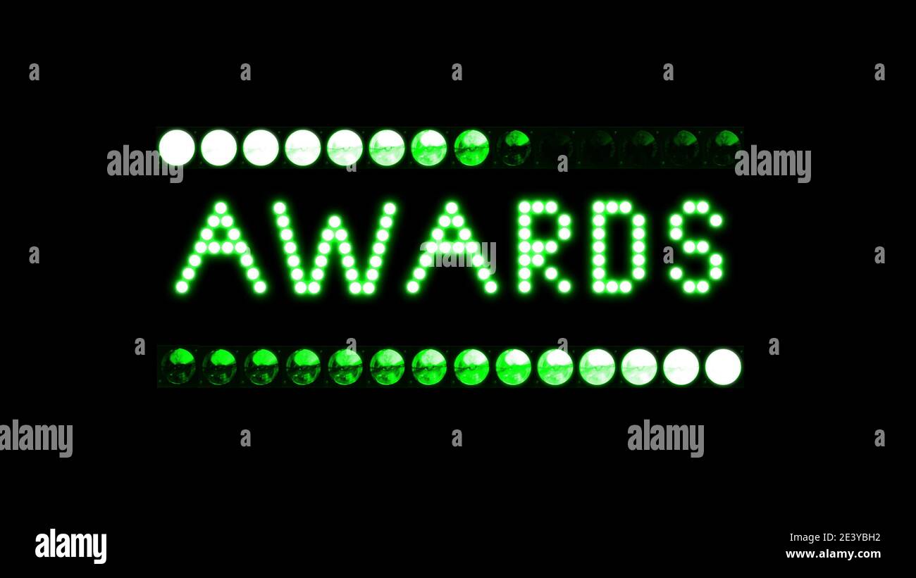 Text sign bulbs LED pixels, light flashing, blinking lights advertising ...