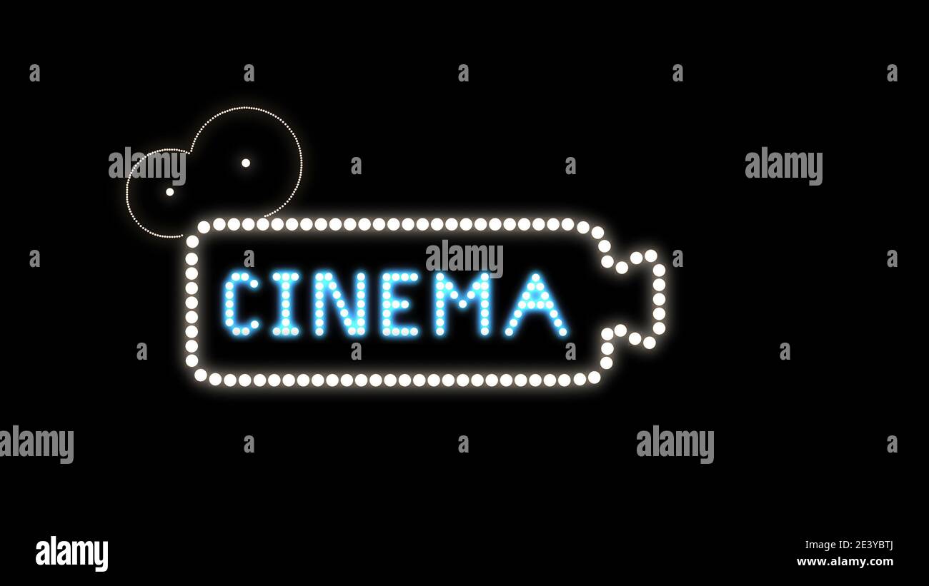 Text sign bulbs LED pixels, light flashing, blinking lights advertising ...