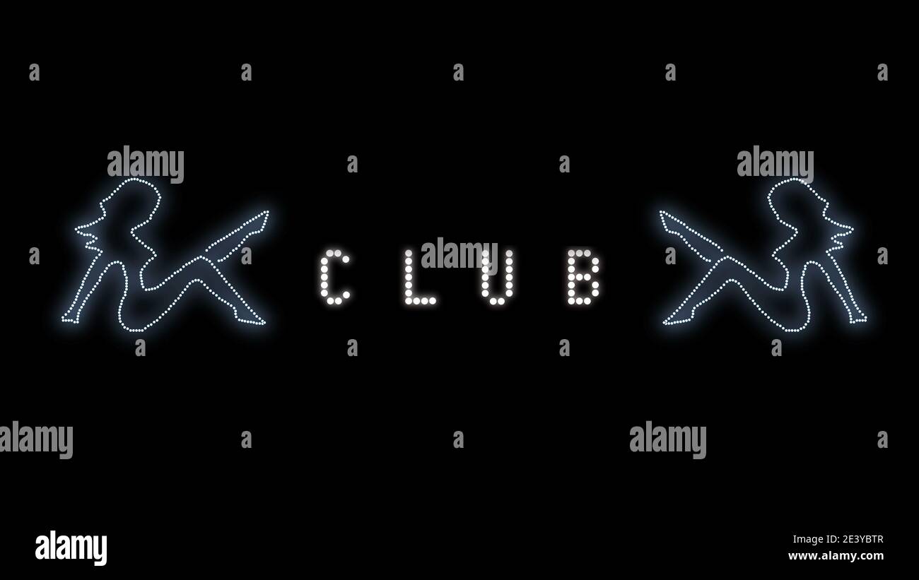 Text sign bulbs LED pixels, light flashing, blinking lights advertising ...