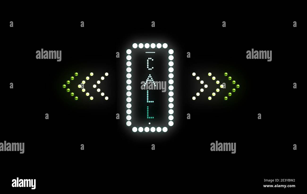 Text sign bulbs LED pixels, light flashing, blinking lights advertising ...